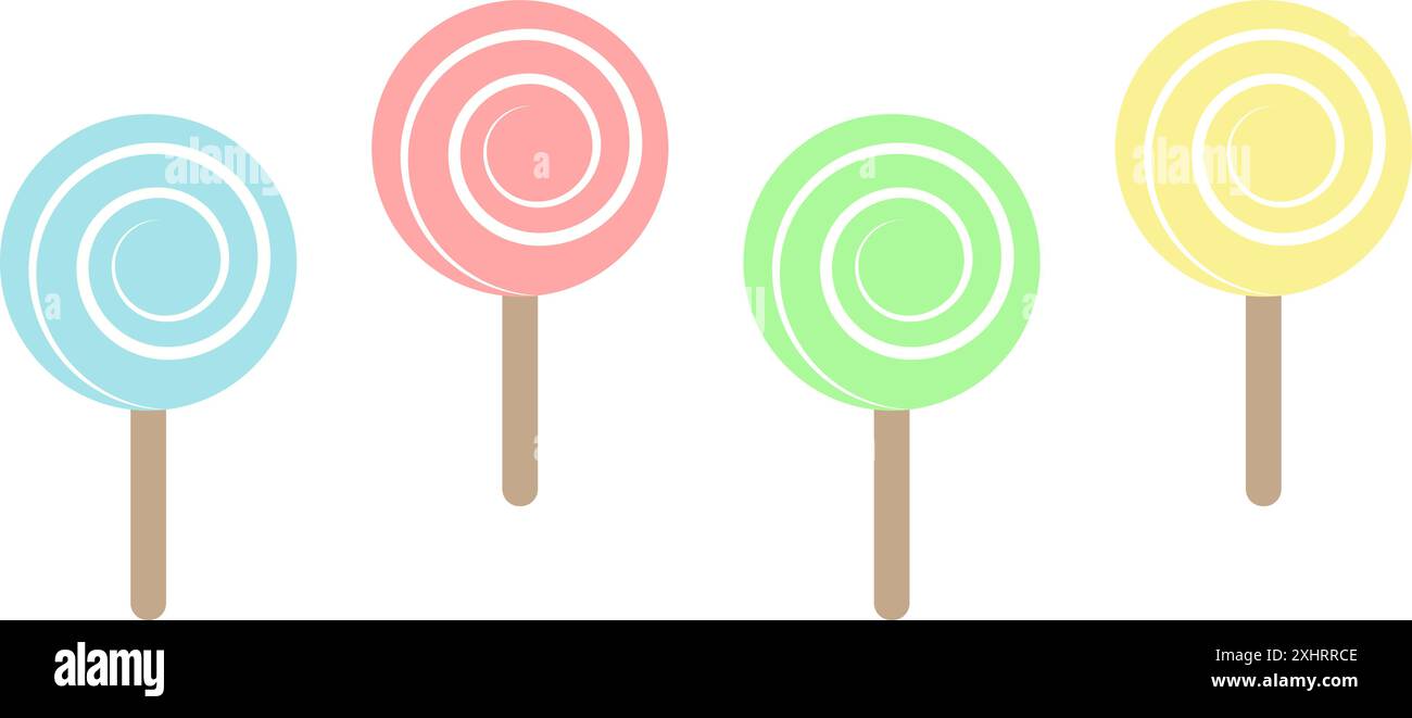 collection of colorful lollipop illustrations with various flavors and ...