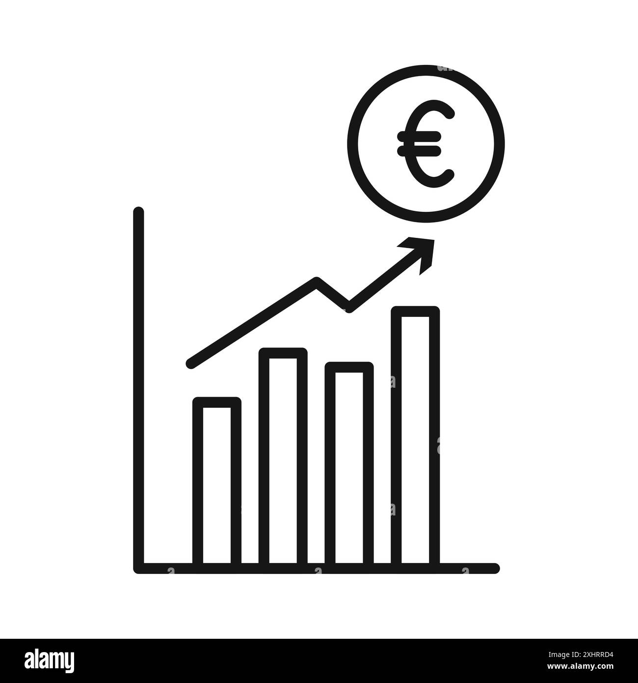 Euro chart icon Black line art vector in black and white outline set ...