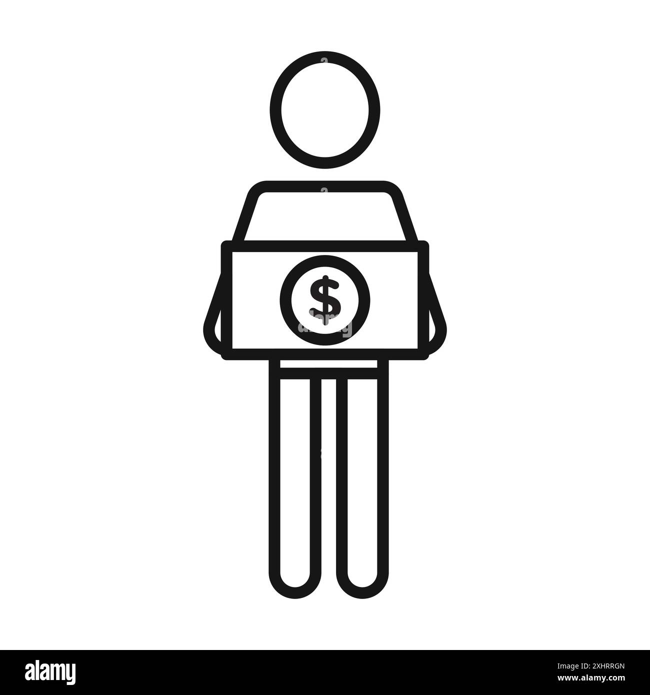 Man take money credit icon Black line art vector in black and white ...