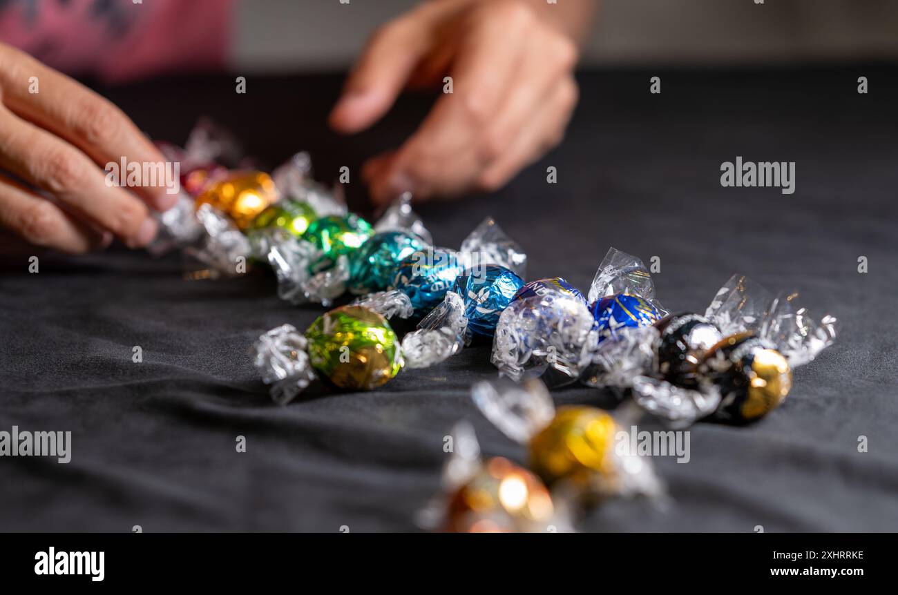 Vienna, Austria August 20, 2022. Beautiful image with group of Lindt ...