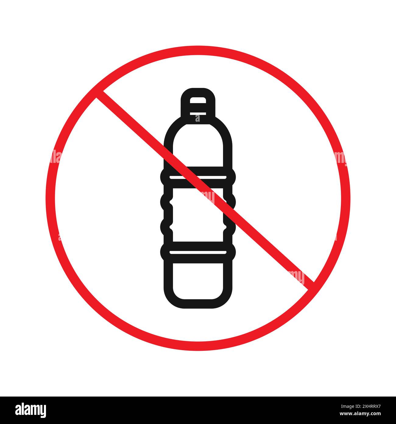 No plastic bottle icon Black line art vector in black and white outline set collection sign ...