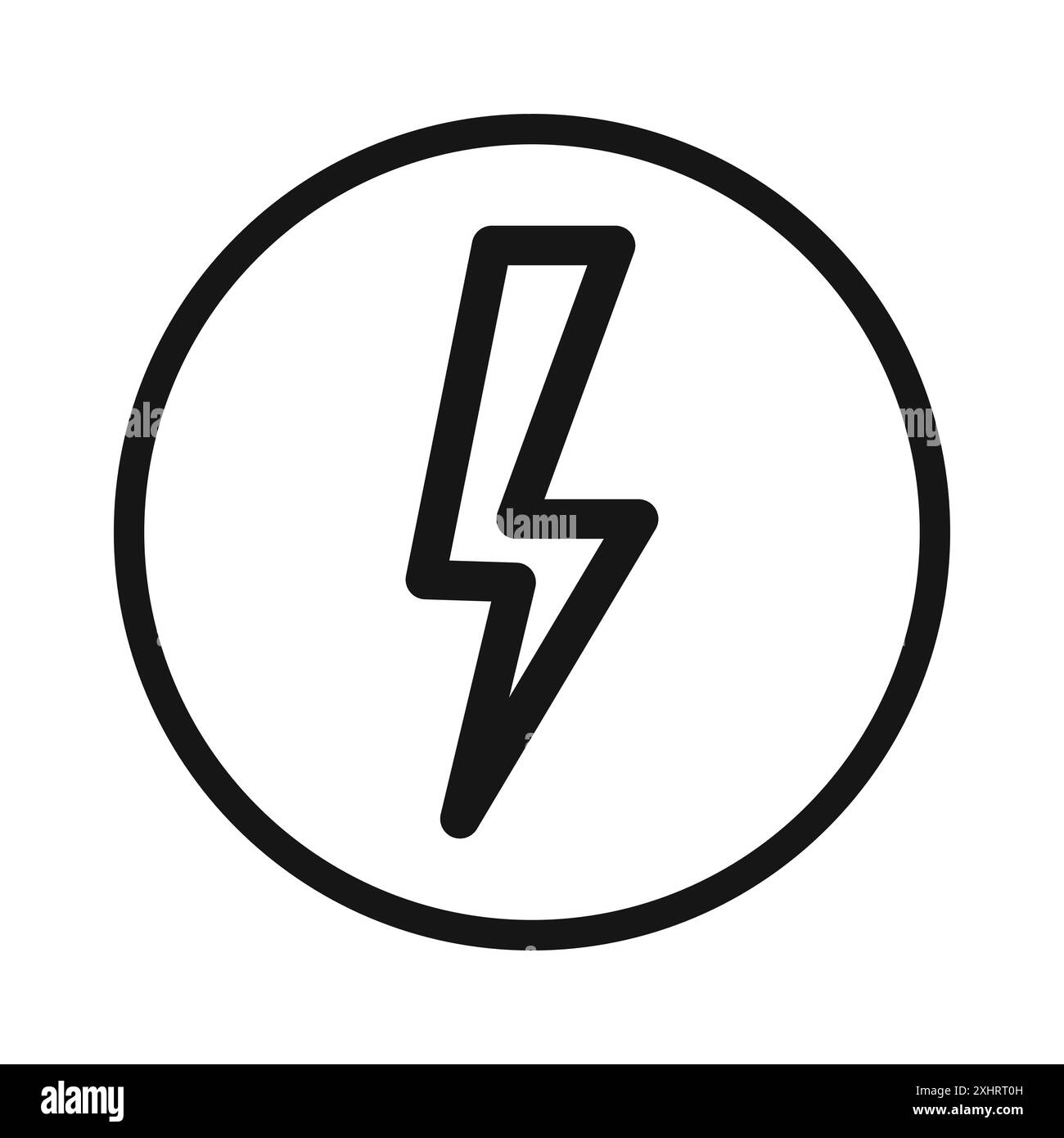 Lightning power charge icon Black line art vector in black and white ...