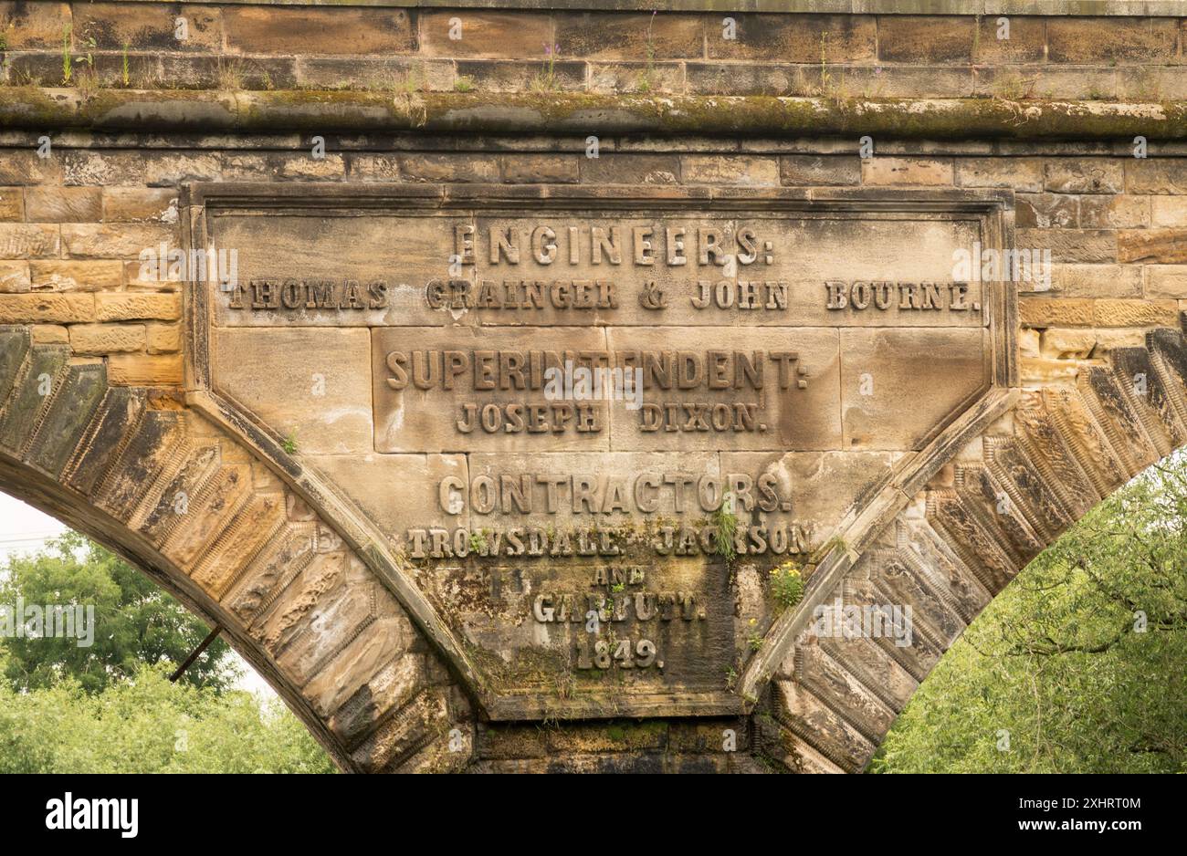 Plaque on Yarm railway viaduct listing the engineers and contractors ...