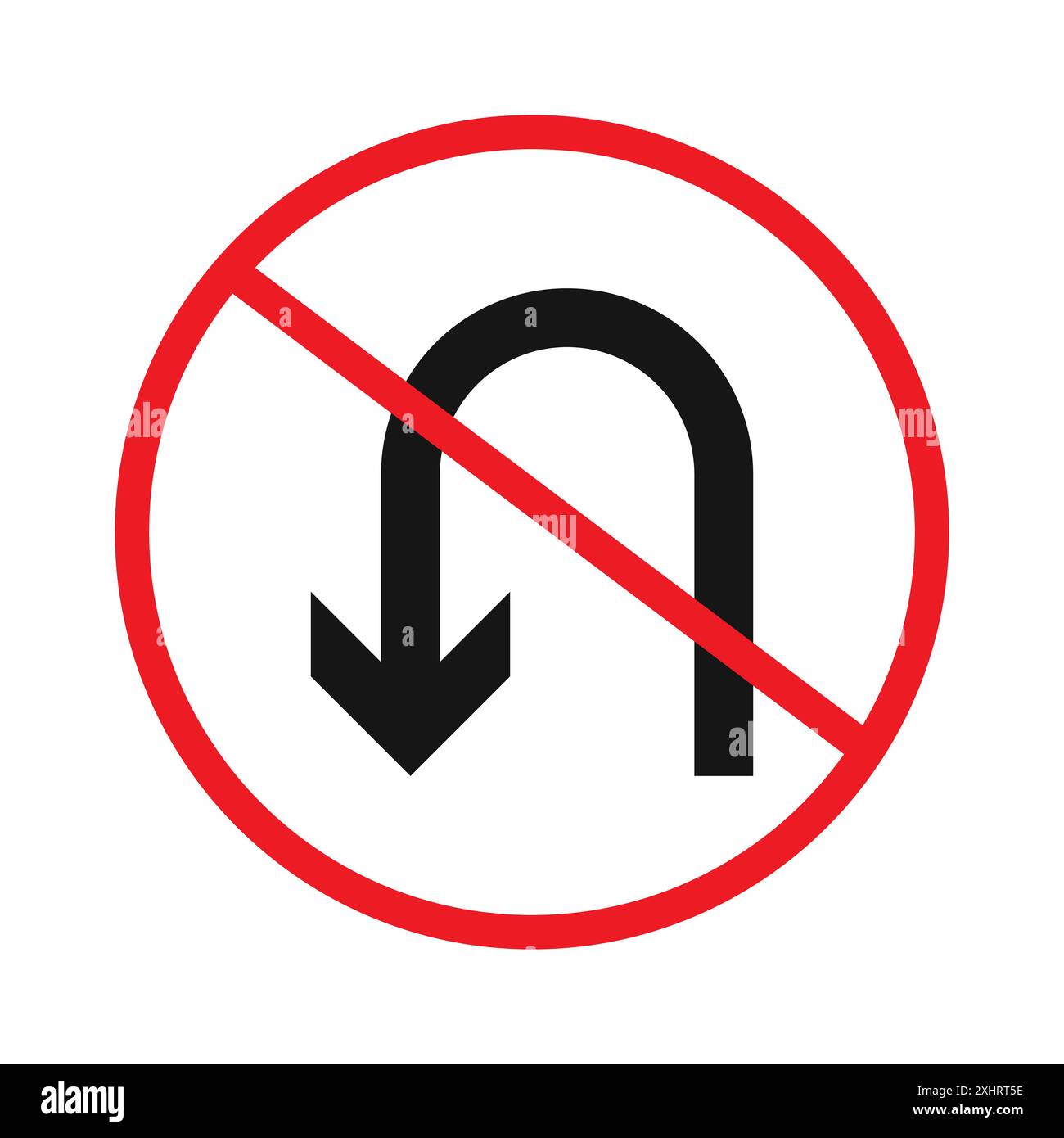 No U turn sign icon Black line art vector in black and white outline set collection sign Stock ...