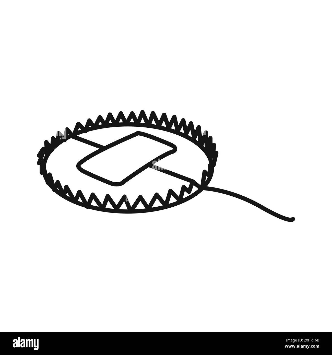 Metal trap icon Black line art vector in black and white outline set ...