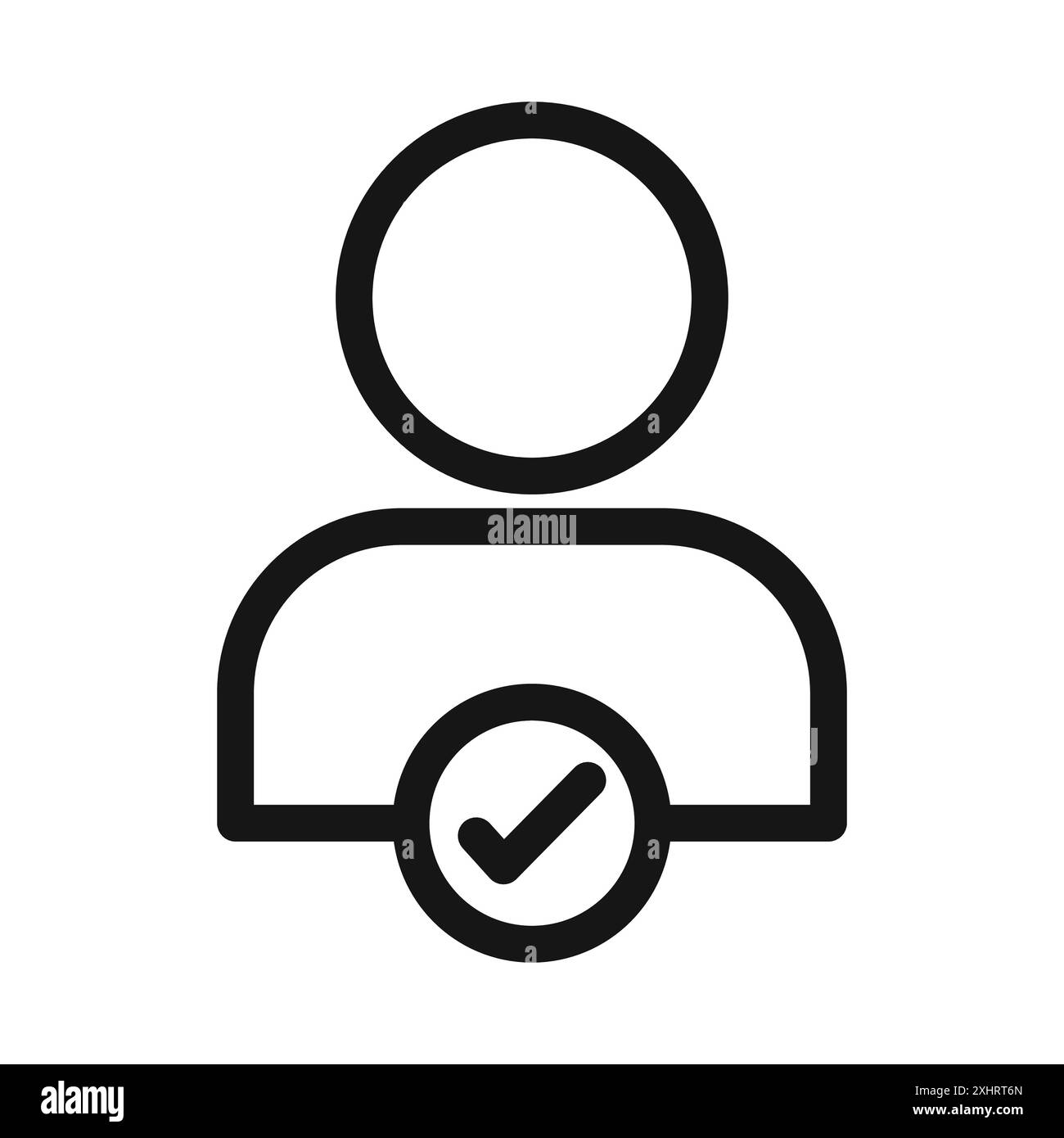 Profile check icon Black line art vector in black and white outline set ...