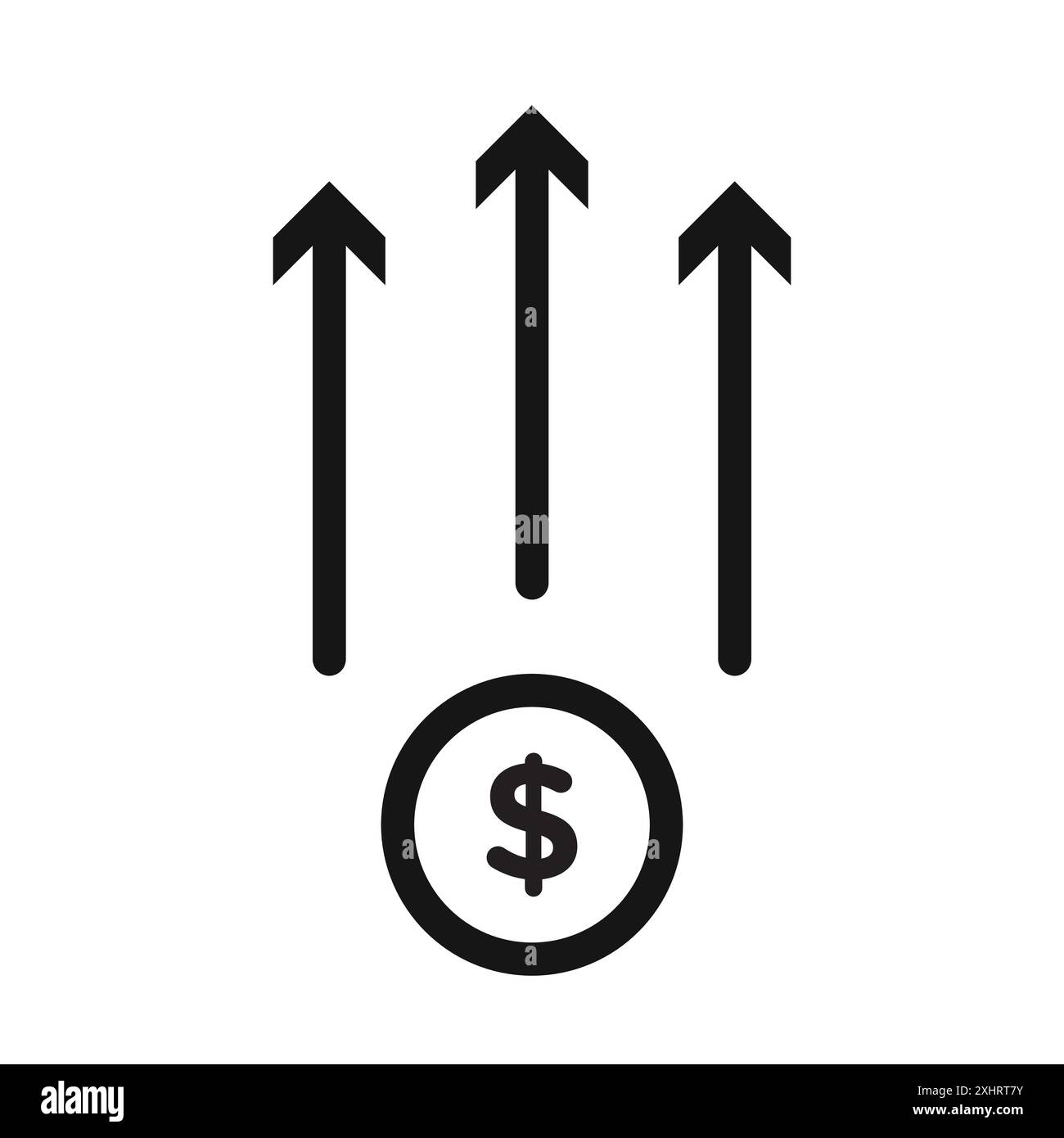 Rise price icon Black line art vector in black and white outline set ...