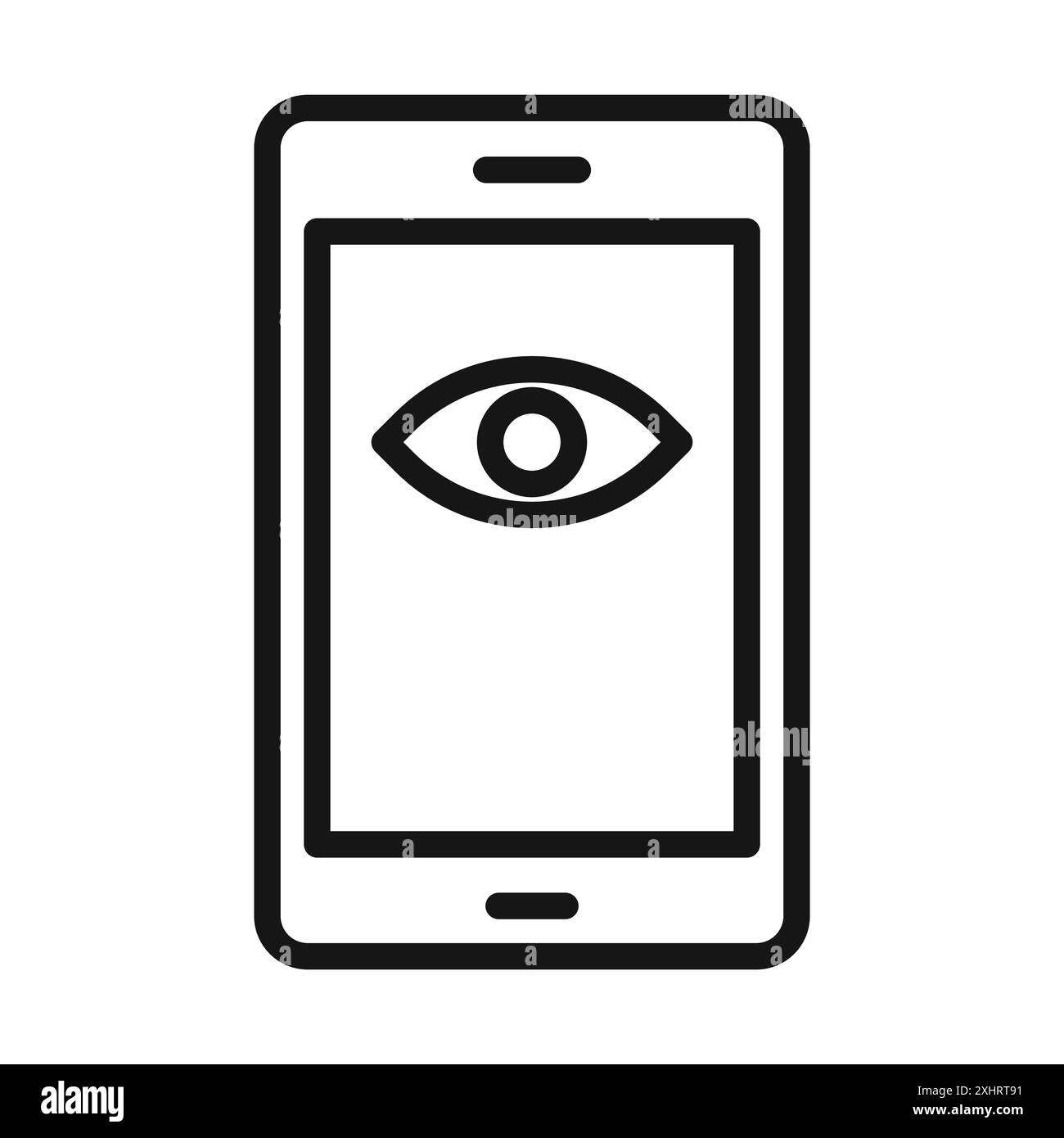 Mobile Eye Icon Black line art vector in black and white outline set ...
