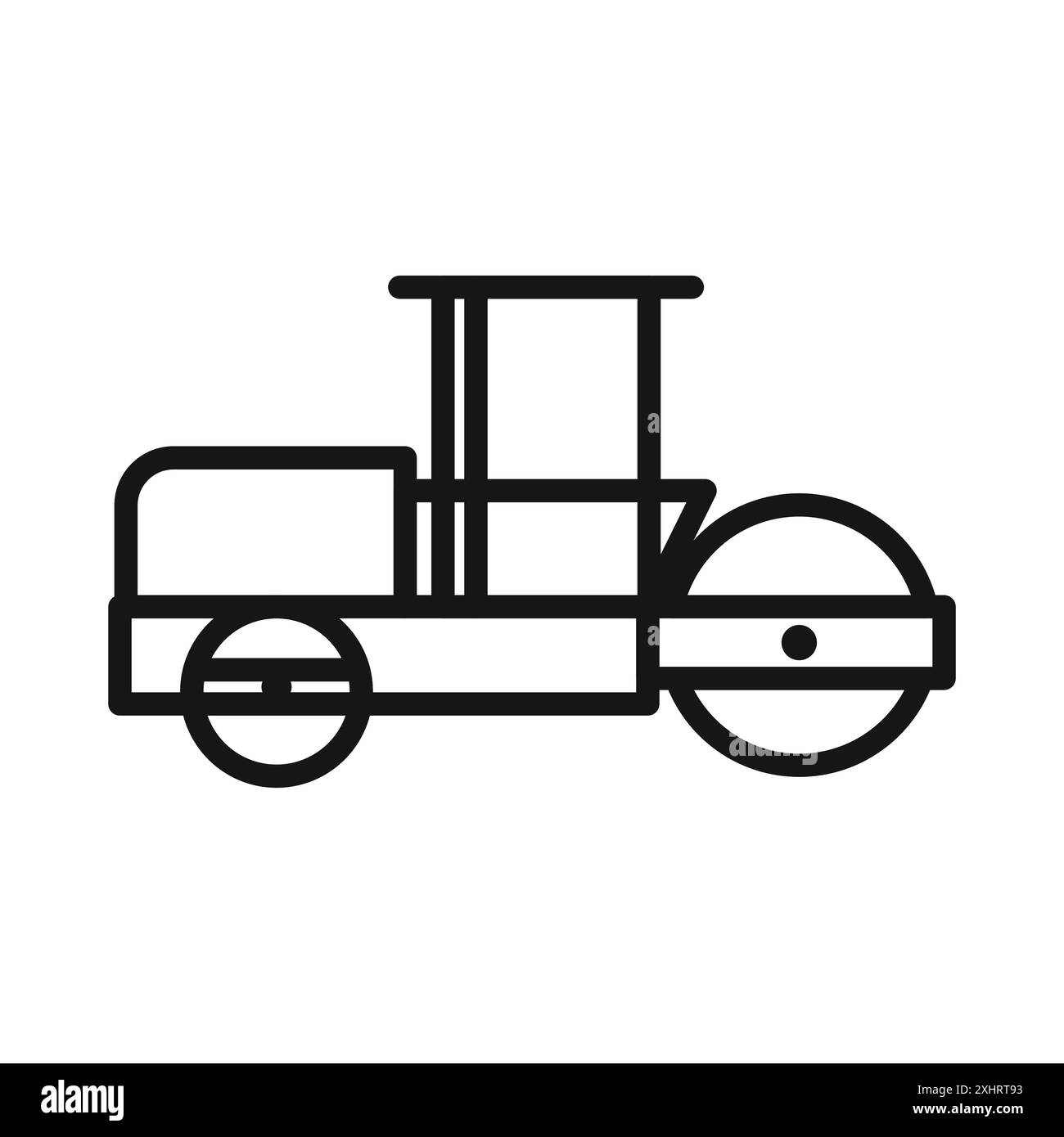 Road roller icon Black line art vector in black and white outline set collection sign Stock ...