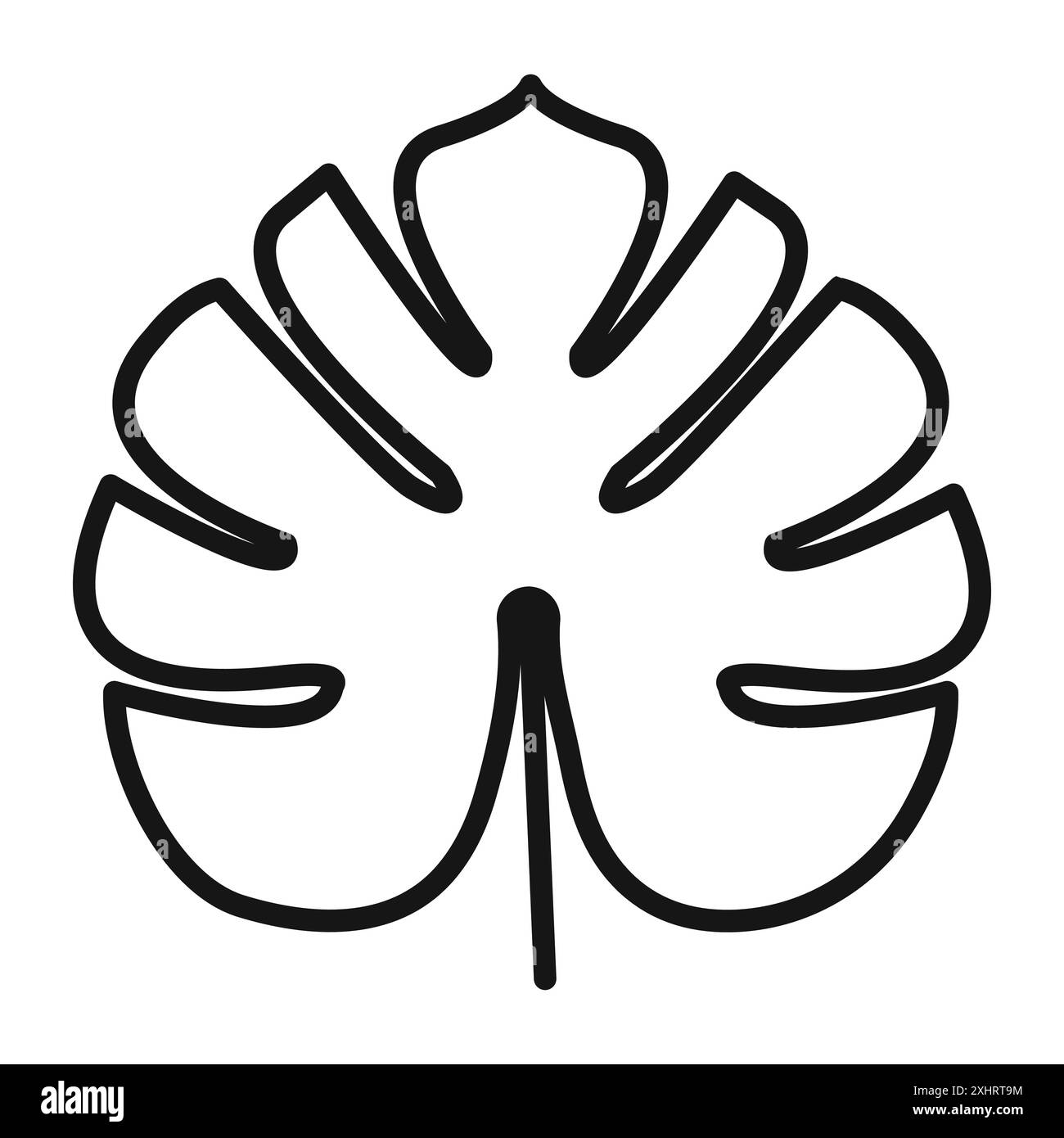 Monstera leaves icon Black line art vector in black and white outline ...
