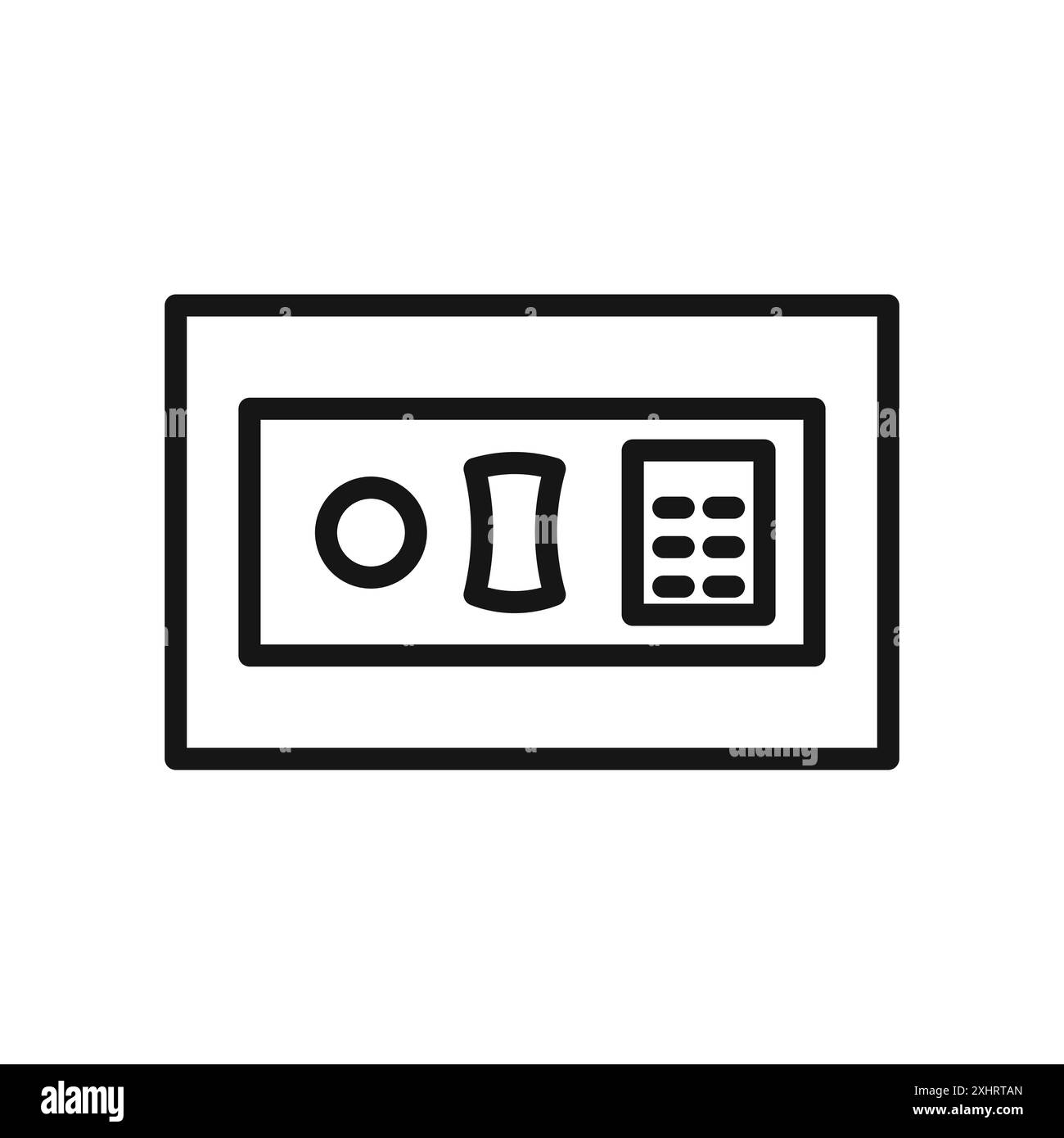 Safe Box Icon Black Line Art Vector In Black And White Outline Set Collection Sign Stock Vector