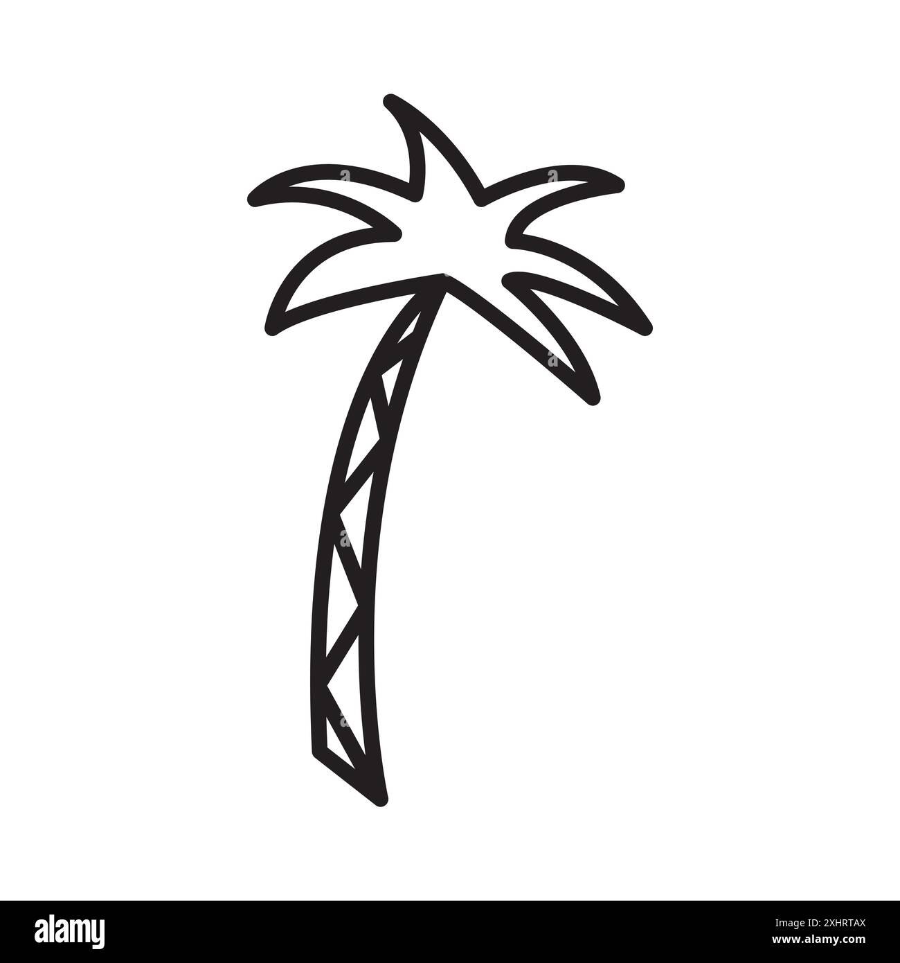 Palm tree icon Black line art vector in black and white outline set ...