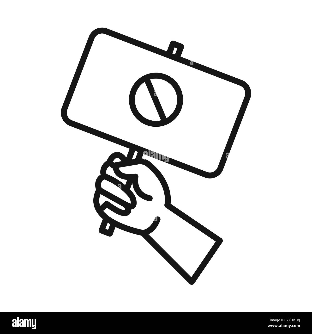 Protest banner in hand icon Black line art vector in black and white ...