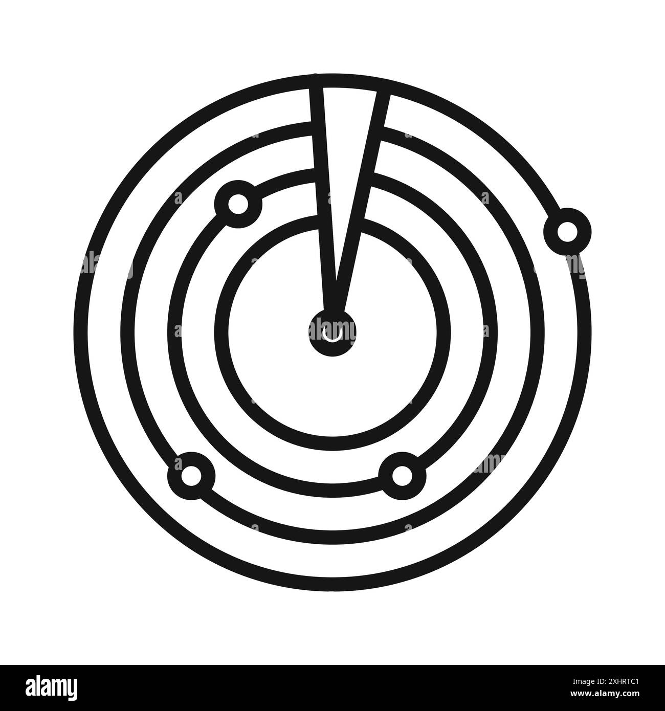 Radar Detection Icon Black Line Art Vector In Black And White Outline Set Collection Sign Stock