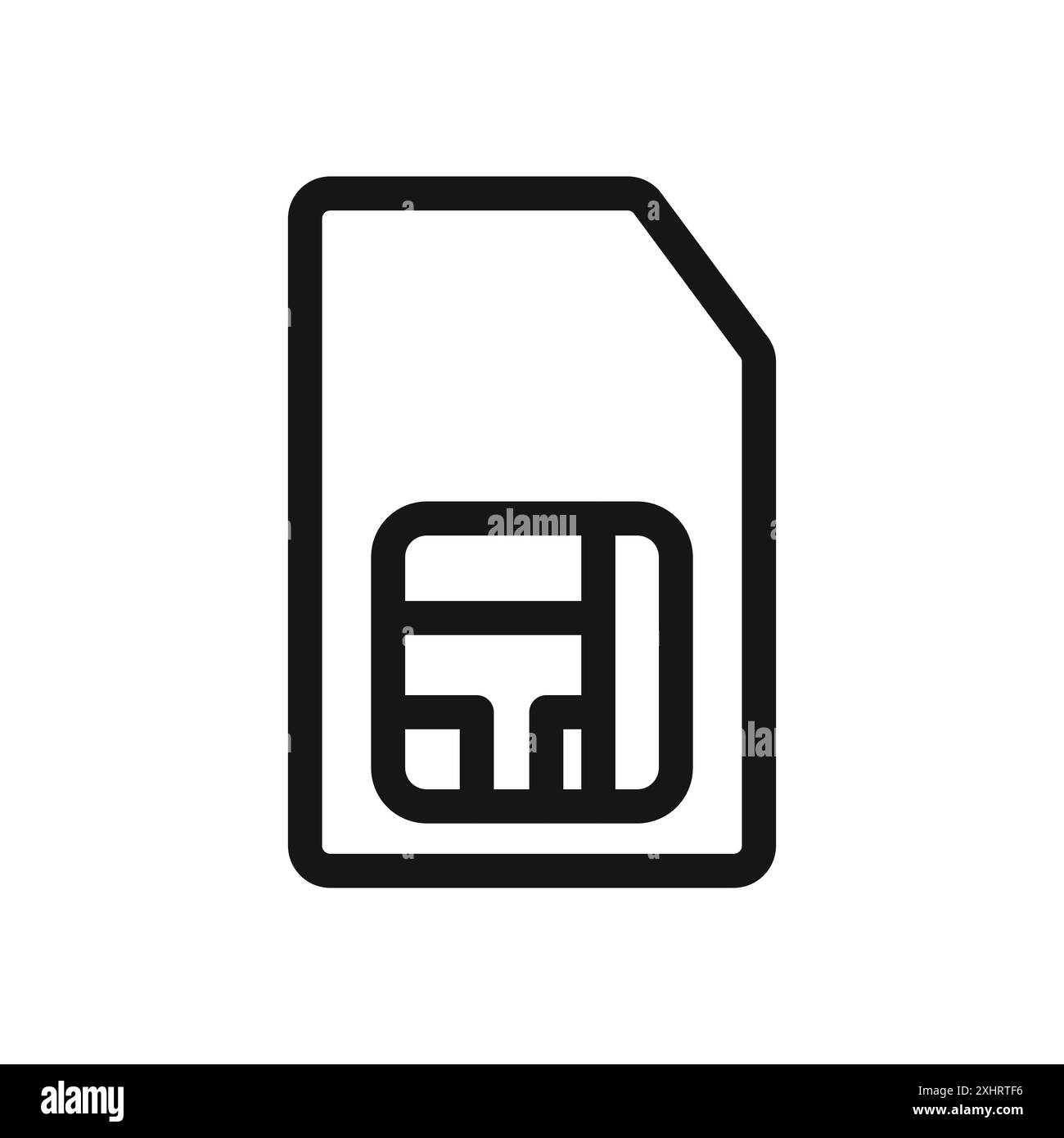 sim card icon Black line art vector in black and white outline set ...