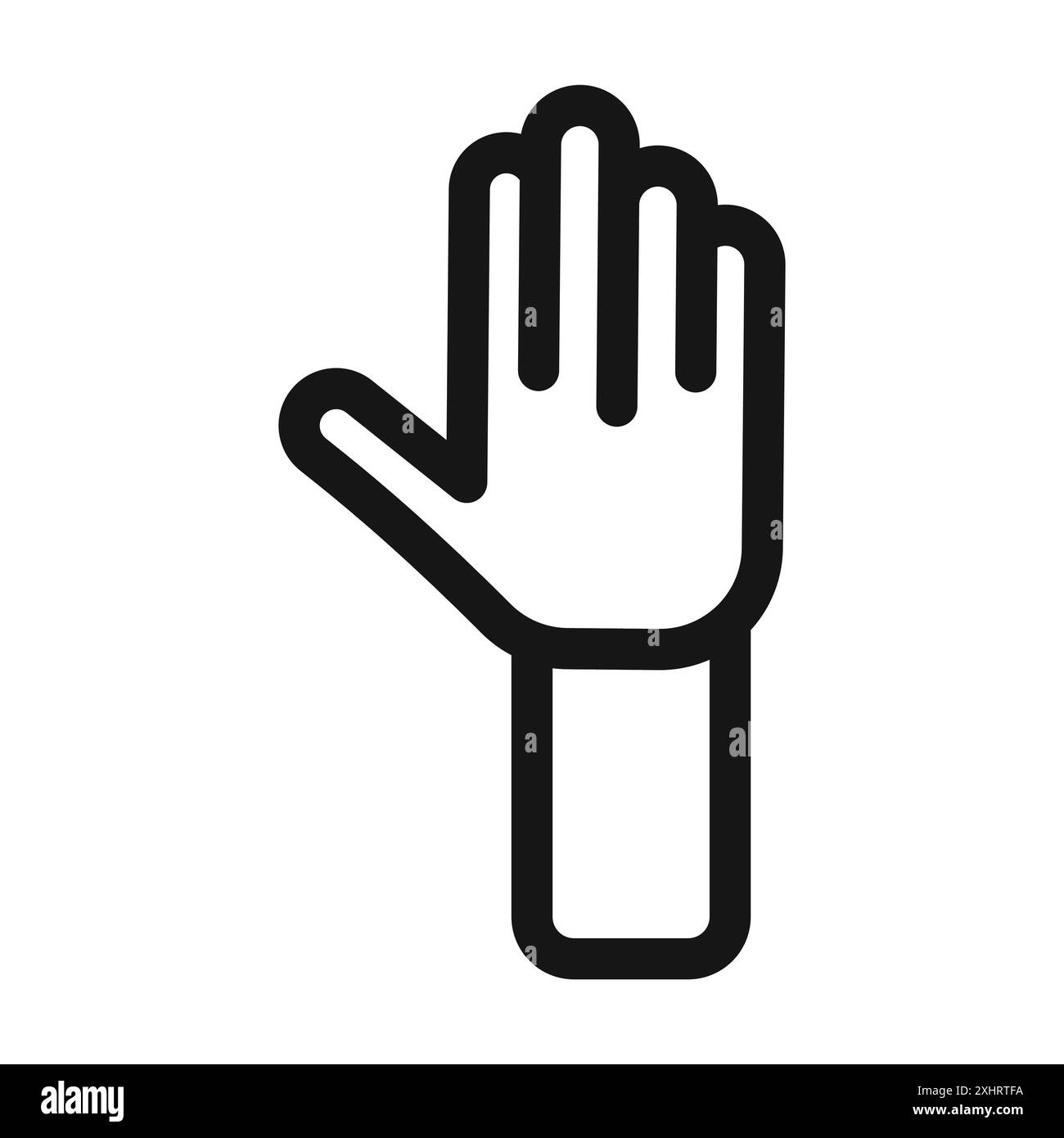 Raised Hand Icon Black Line Art Vector In Black And White Outline Set Collection Sign Stock