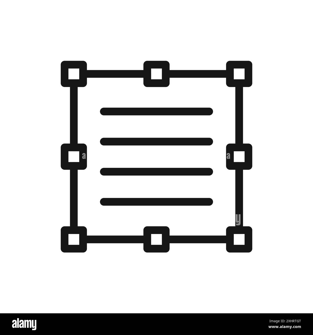 Text box icon Black line art vector in black and white outline set ...