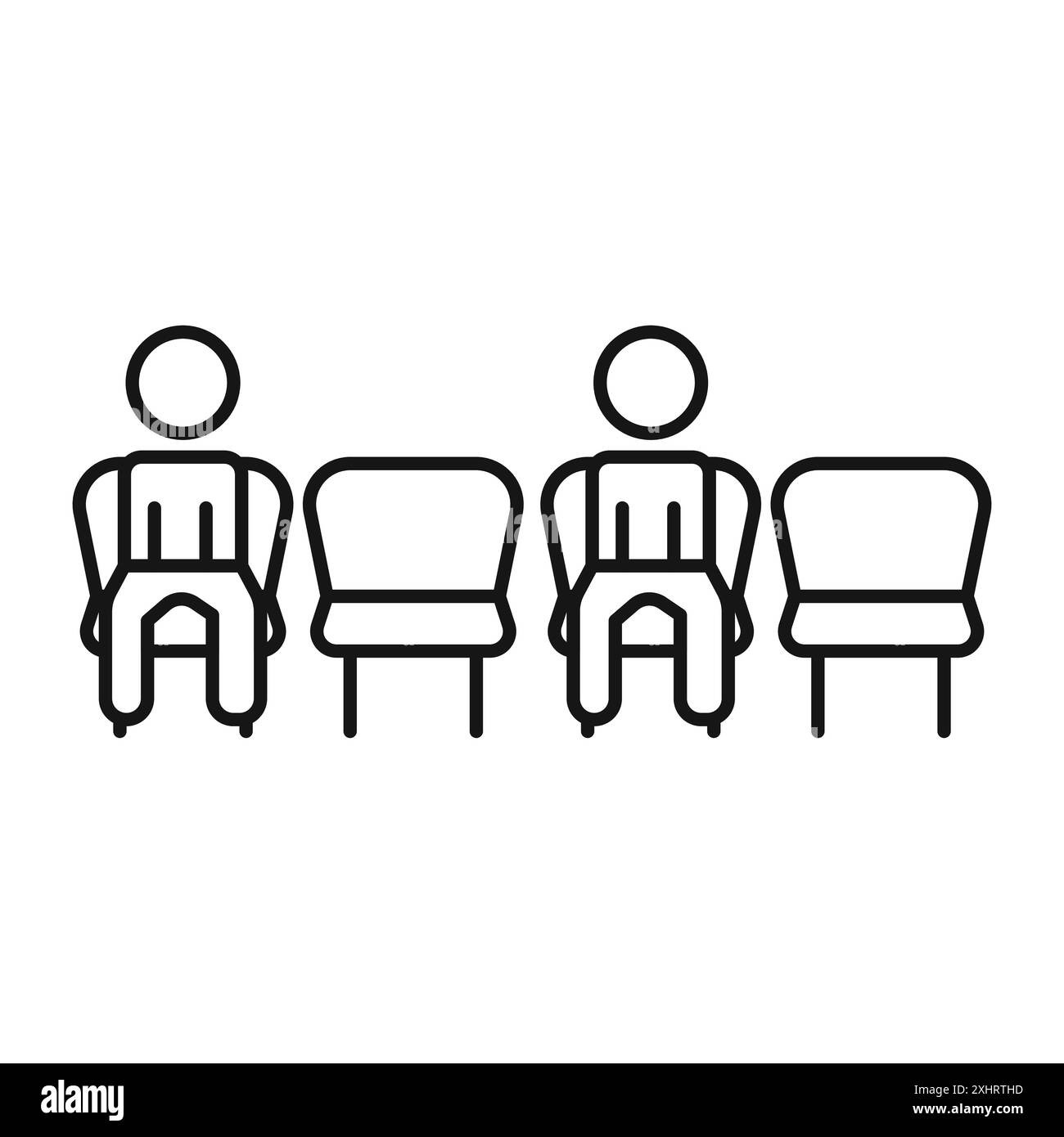 Social distancing sitting icon Black line art vector in black and white ...
