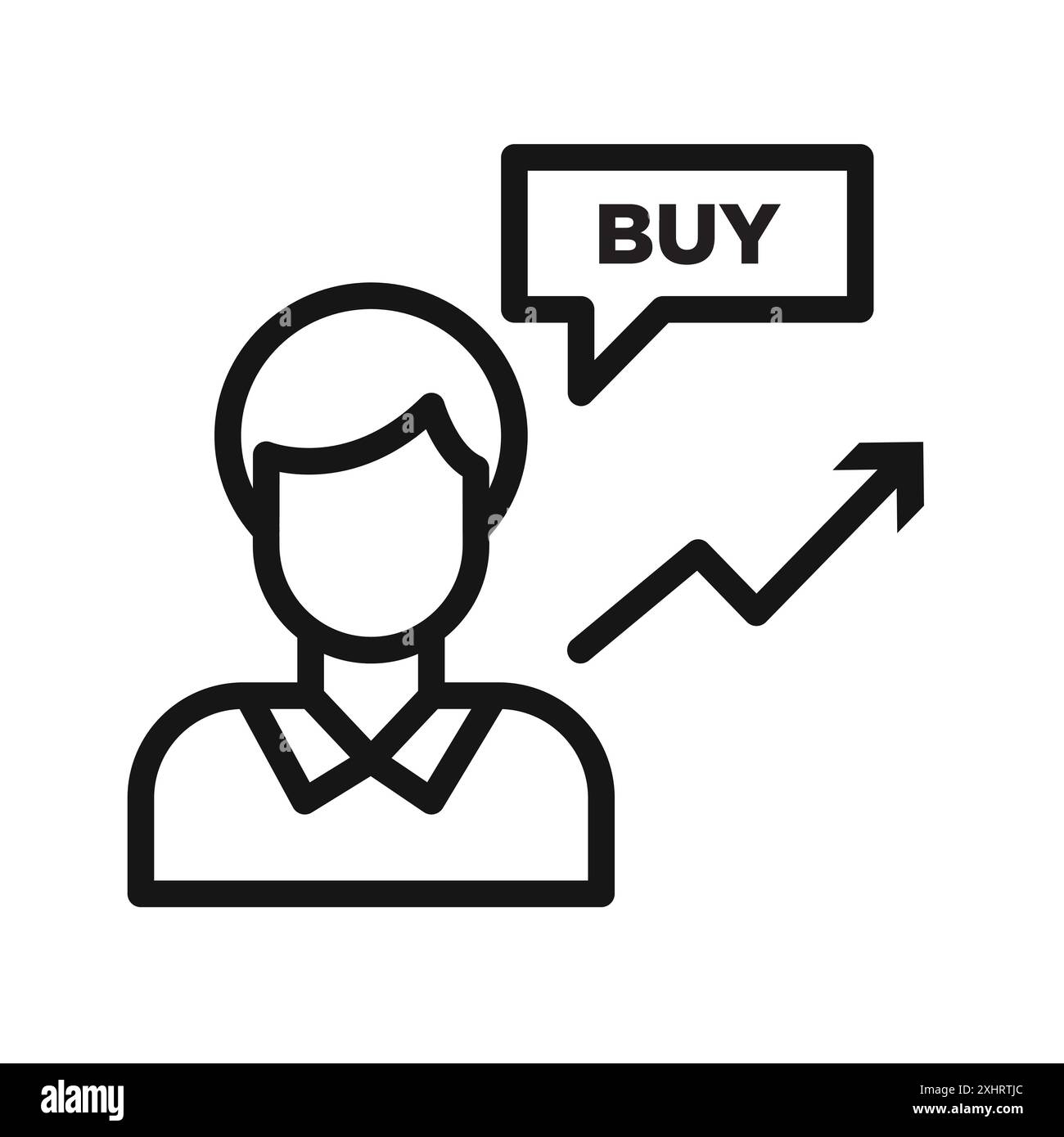Stock buy icon Black line art vector in black and white outline set ...