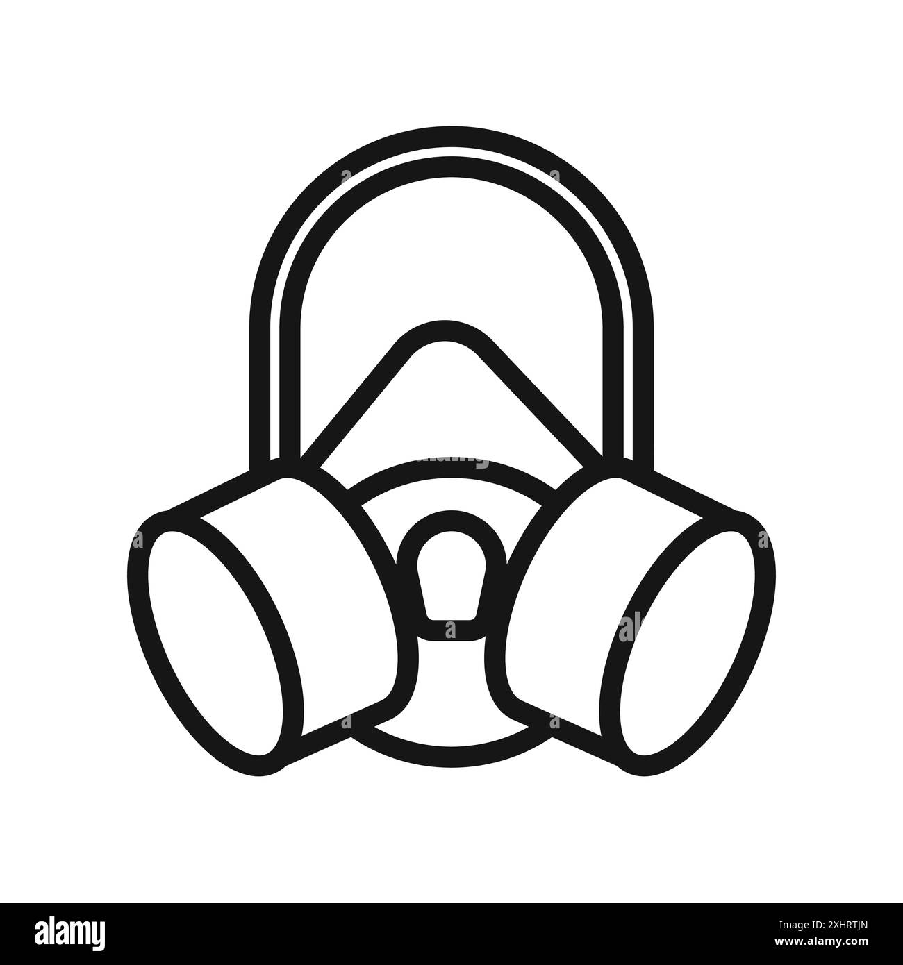 Respirator with filter cartridges icon Black line art vector in black and white outline set ...