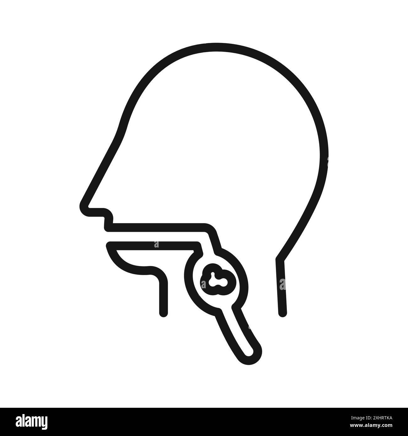 Swallowing reflex icon Black line art vector in black and white outline ...