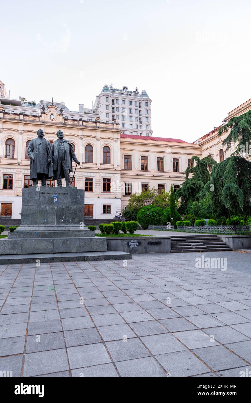 Tbilisi, Georgia - 21 JUNE, 2024: Statues of Chavcavadze and Tsreteli ...