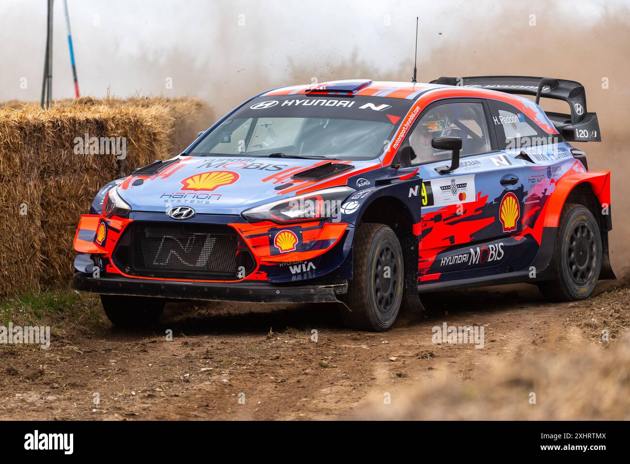 2020 Hyundai i20 Coupe WRC rally car on the rally stage at the Goodwood ...