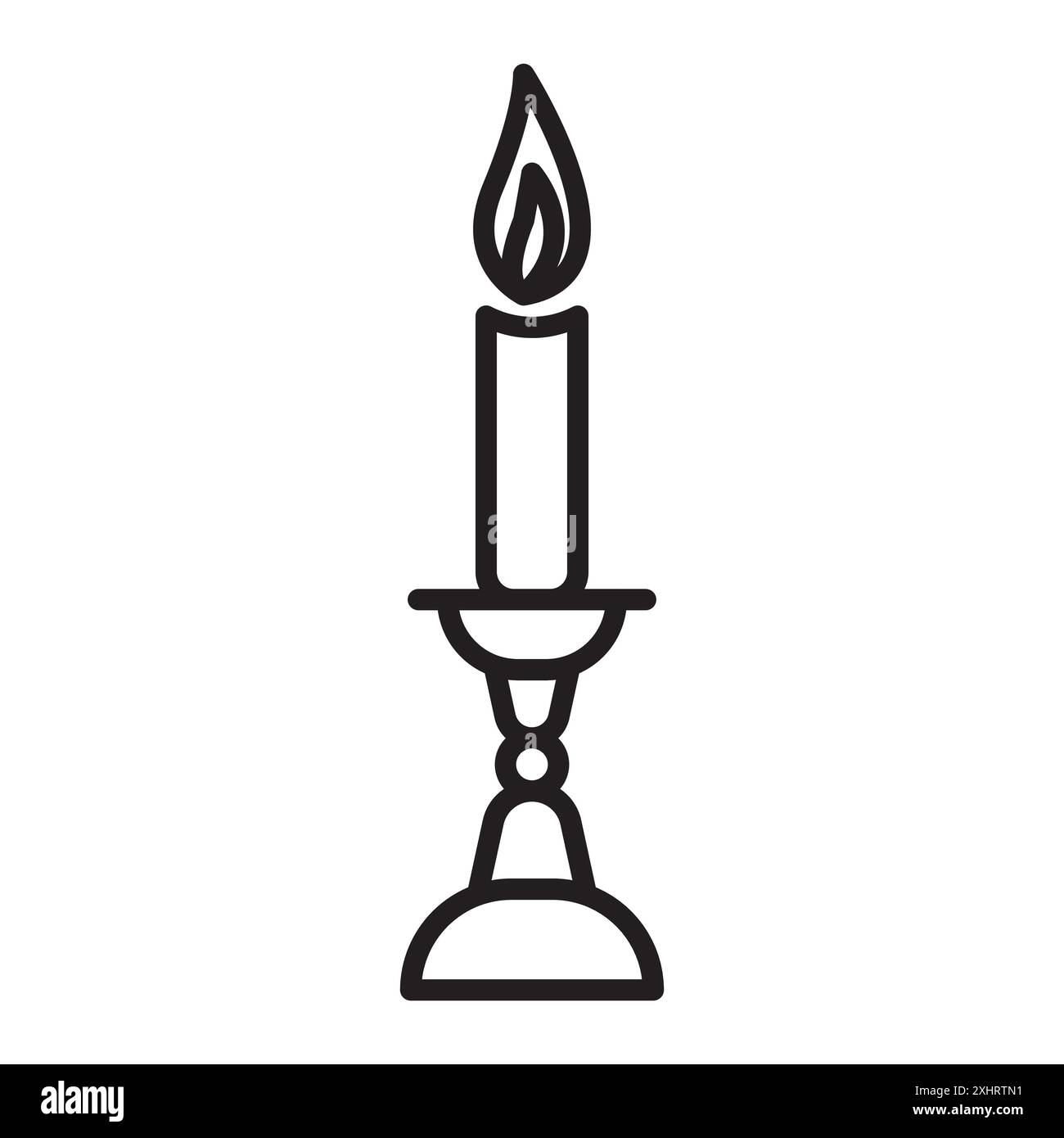 Shabbat candles icon Black line art vector in black and white outline ...