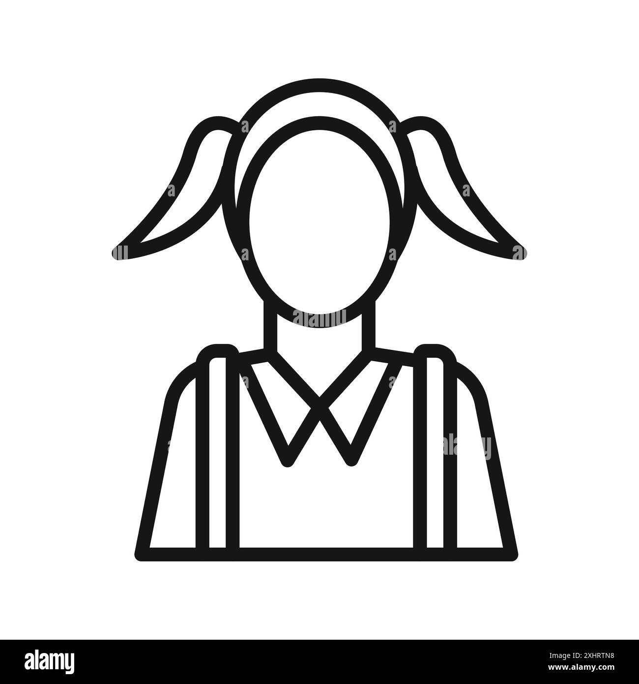 School girl icon Black line art vector in black and white outline set collection sign Stock ...