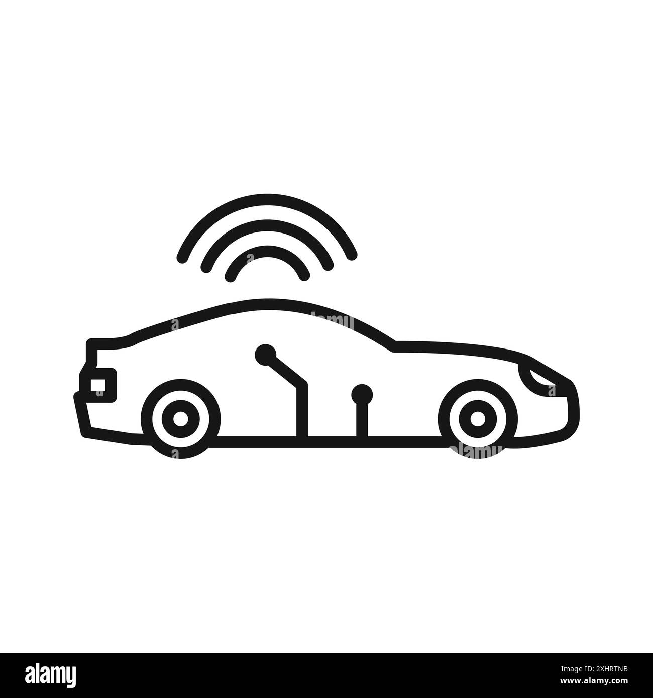 Smart car icon Black line art vector in black and white outline set collection sign Stock Vector ...