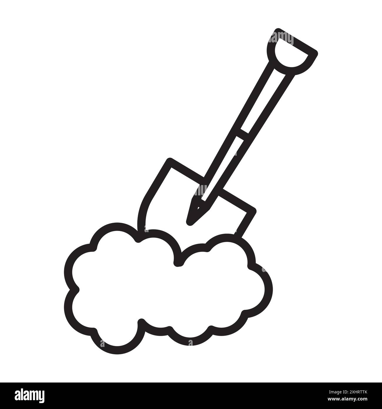 Snow and shovel icon Black line art vector in black and white outline ...