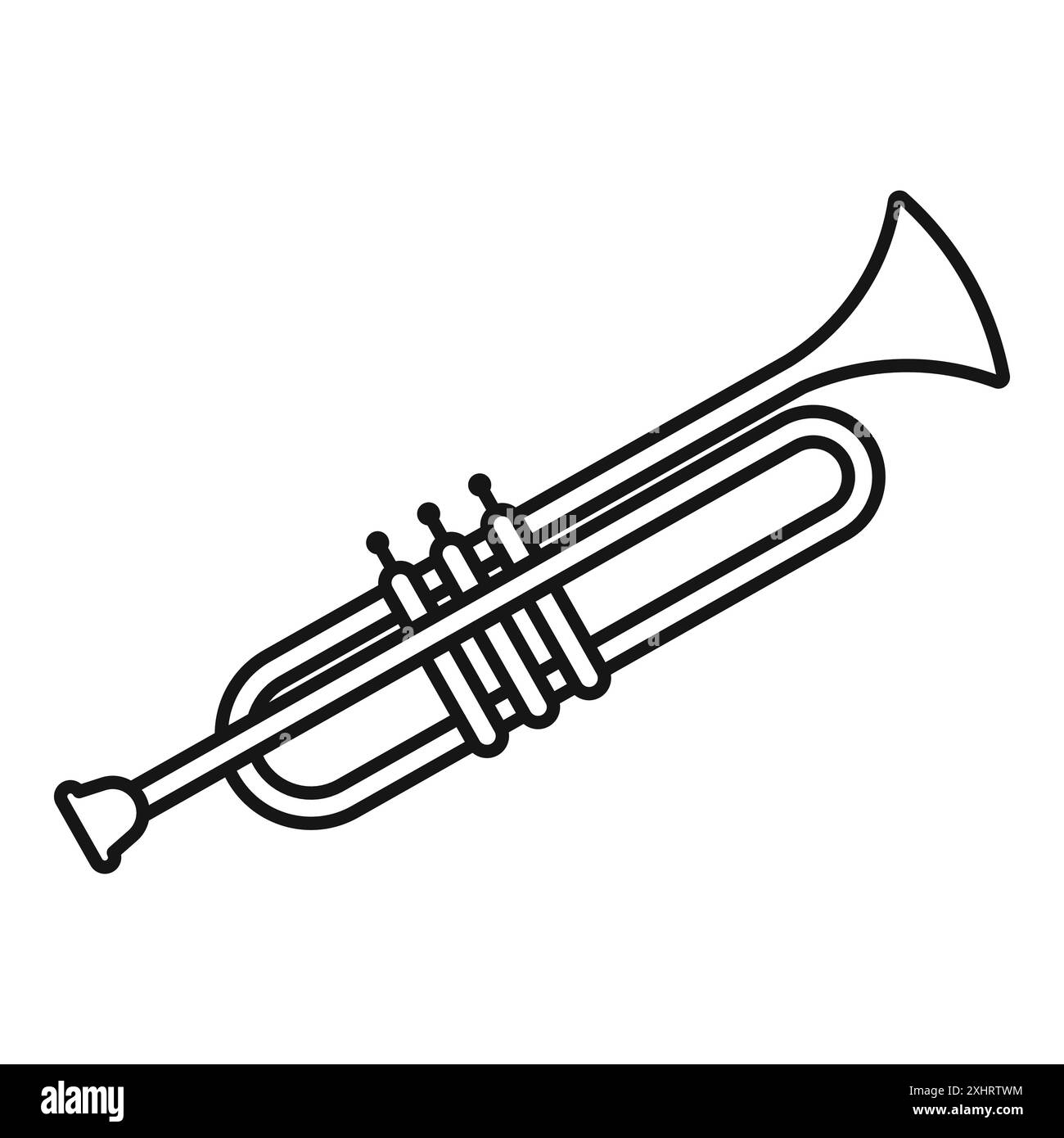 Trumpet icon Black line art vector in black and white outline set ...