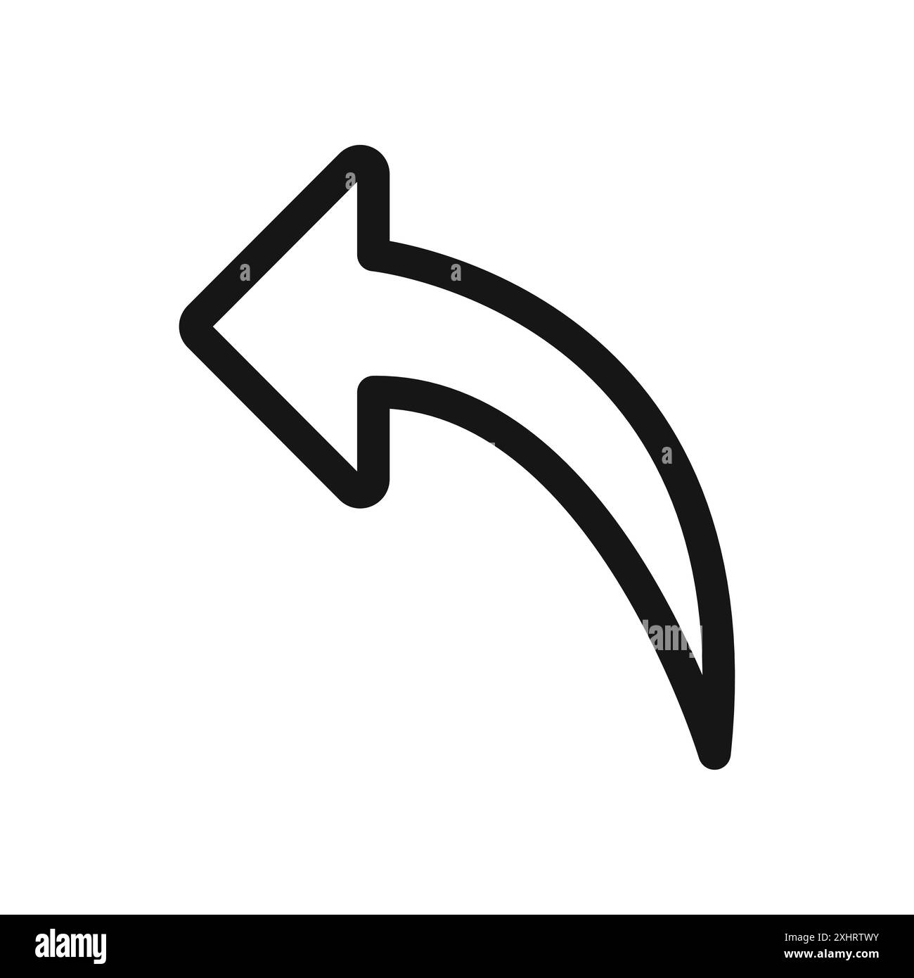 Undo arrow sign icon Black line art vector in black and white outline ...