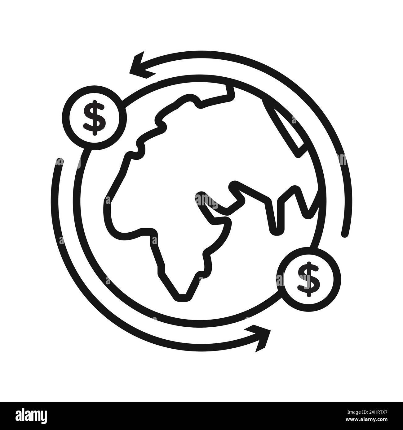 World Payment Transfer icon Black line art vector in black and white ...