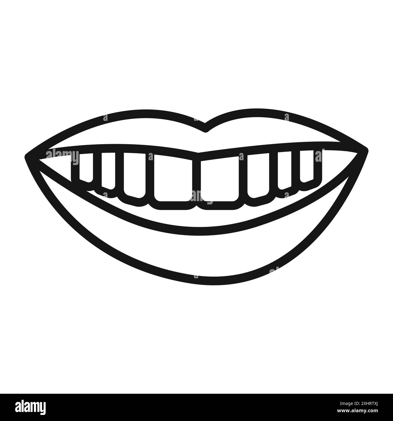 smile with teeth icon Black line art vector in black and white outline ...