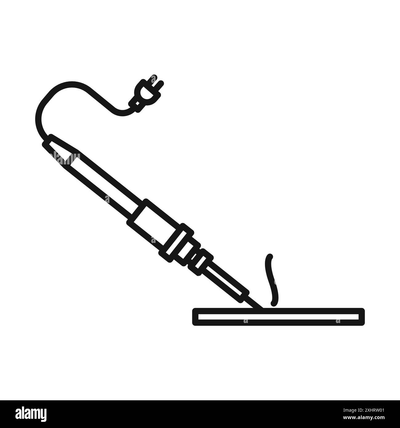 Soldering iron icon Black line art vector in black and white outline ...