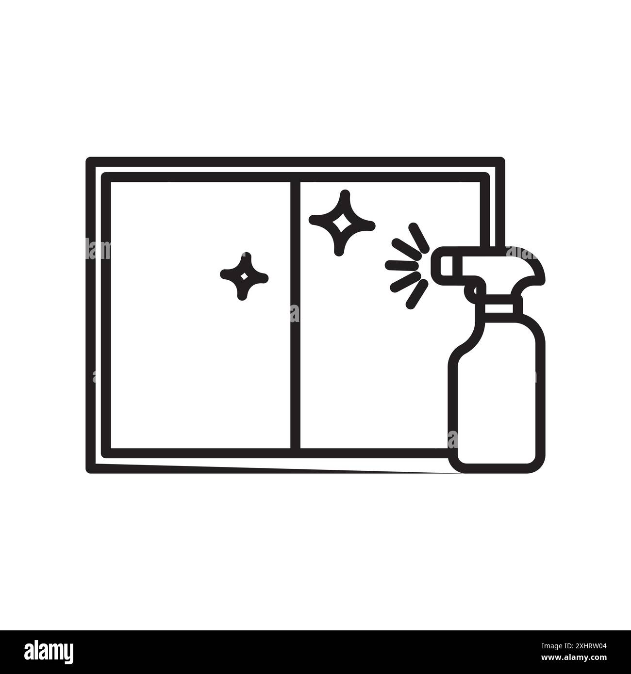 Windows cleaning icon Black line art vector in black and white outline ...