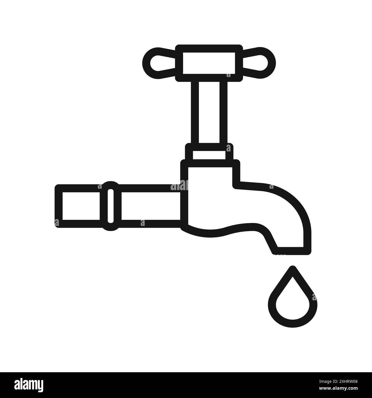 Water tap icon Black line art vector in black and white outline set ...