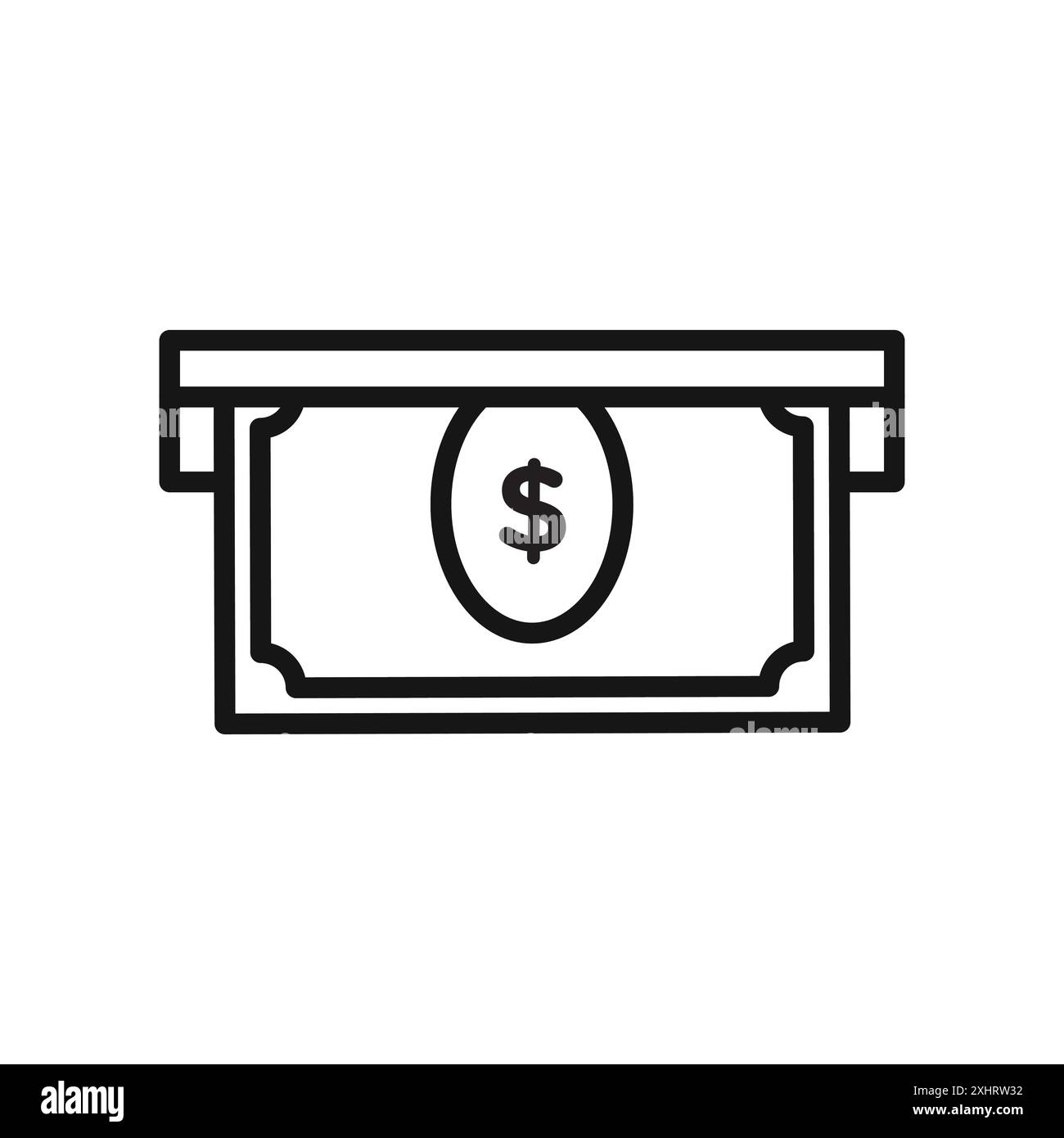 Withdraw Money in ATM icon Black line art vector in black and white outline set collection sign ...