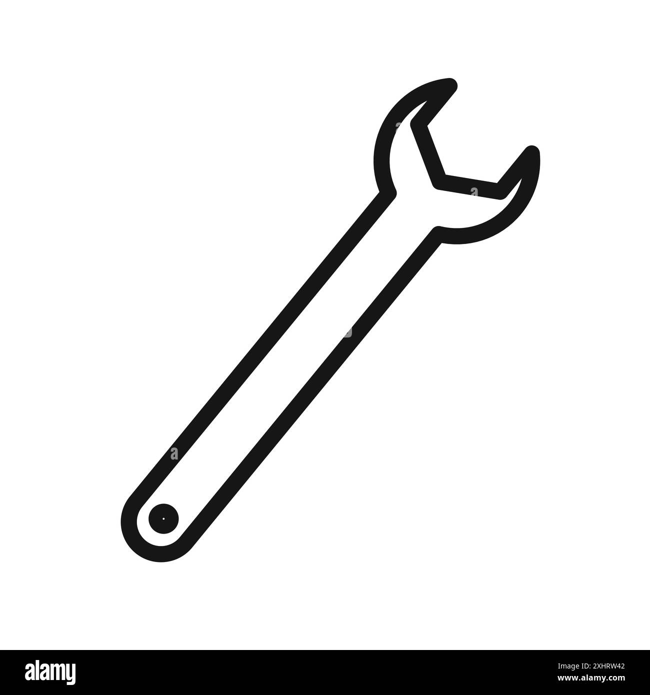 Wrench icon Black line art vector in black and white outline set ...