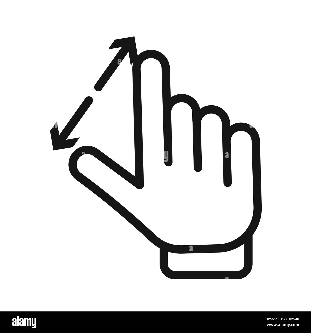 Zoom Gesture icon Black line art vector in black and white outline set ...