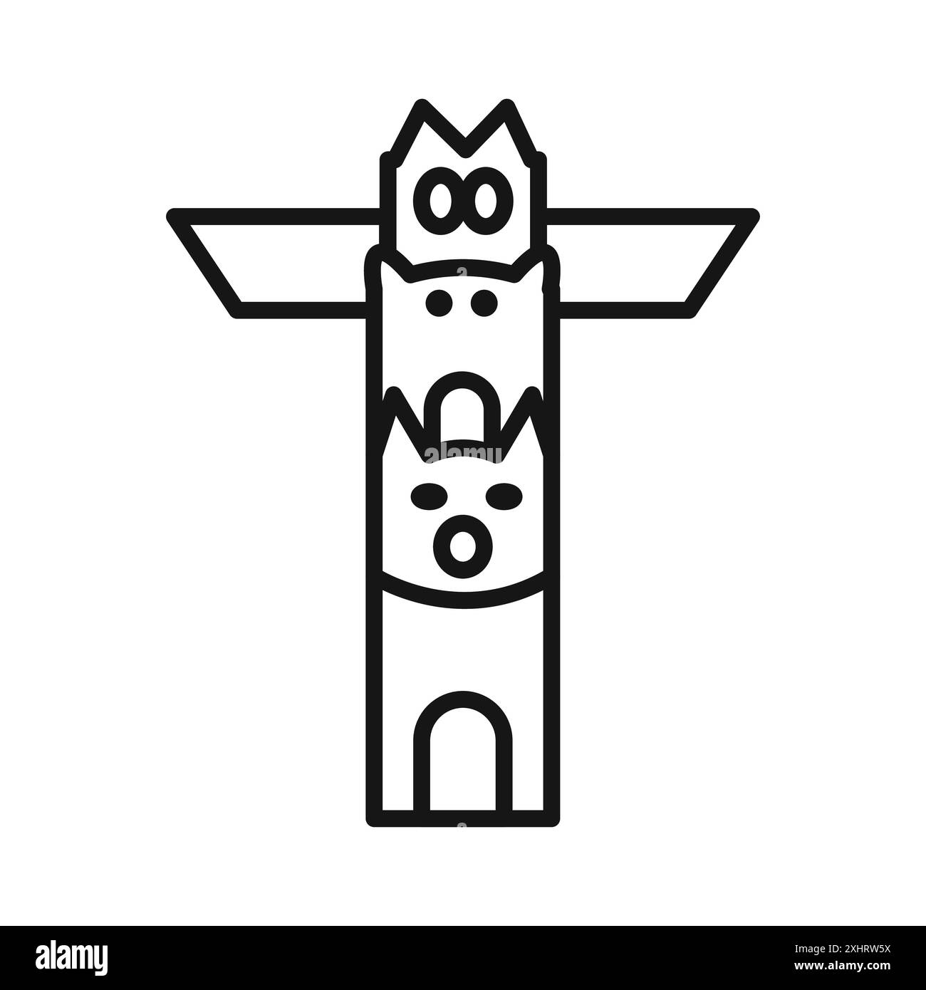 Totem icon Black line art vector in black and white outline set collection sign Stock Vector ...