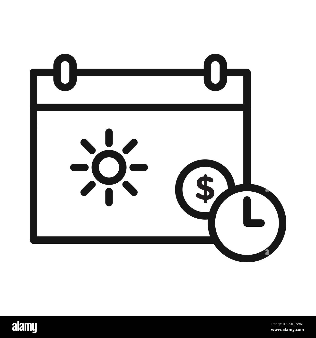 Unlimited PTO icon Black line art vector in black and white outline set ...
