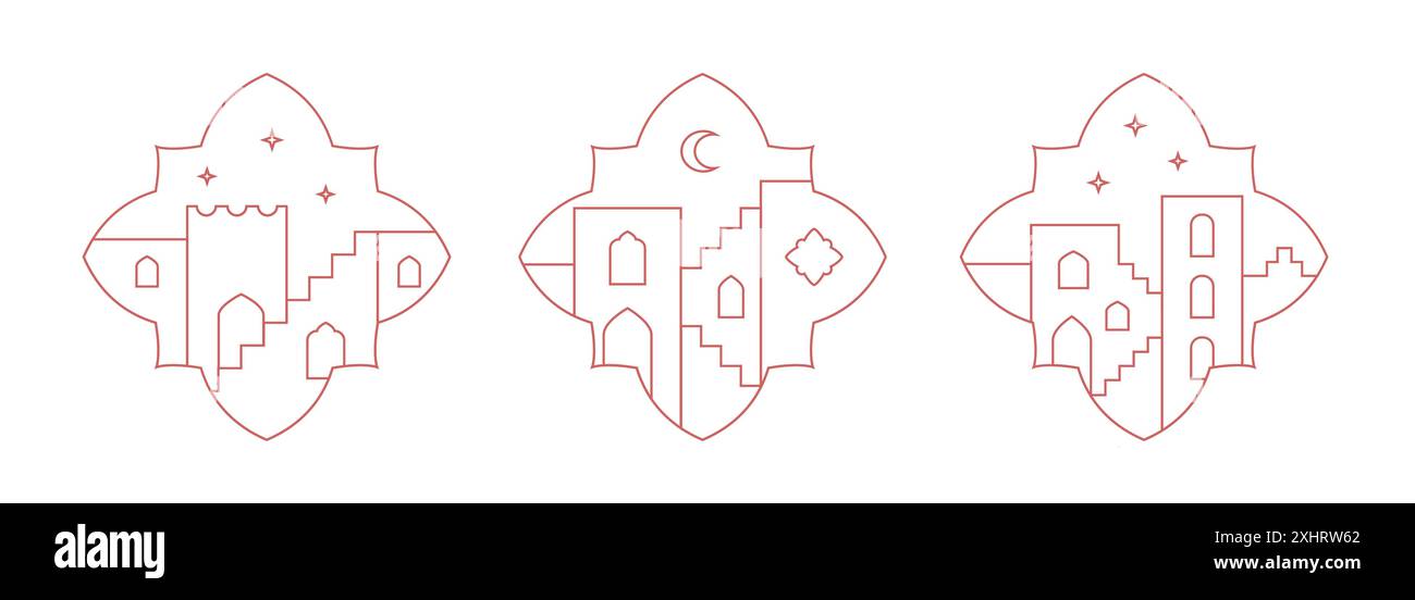 Moroccan style line stairs, arch, walls, arc, house, moon. Oriental ...