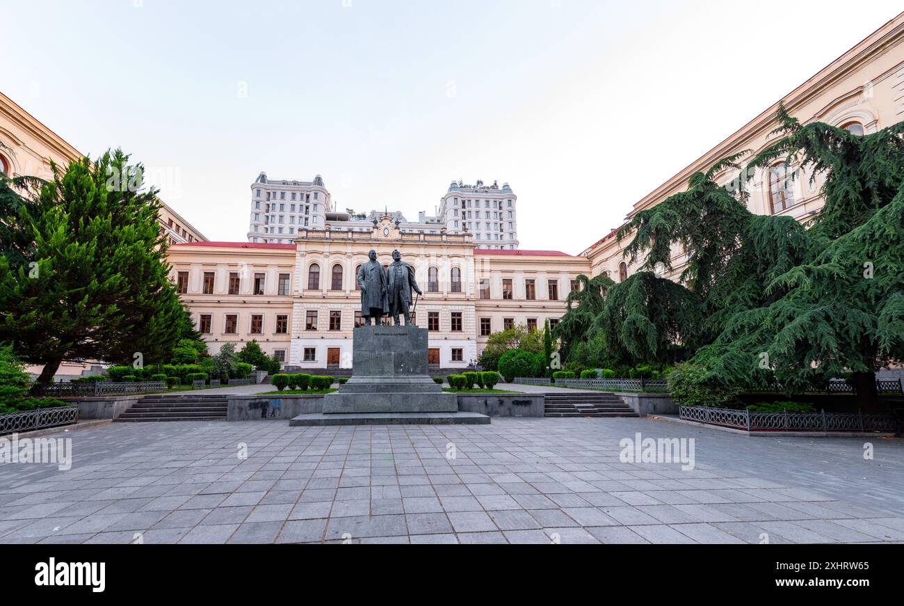 Tbilisi, Georgia - 21 JUNE, 2024: Statues of Chavcavadze and Tsreteli ...