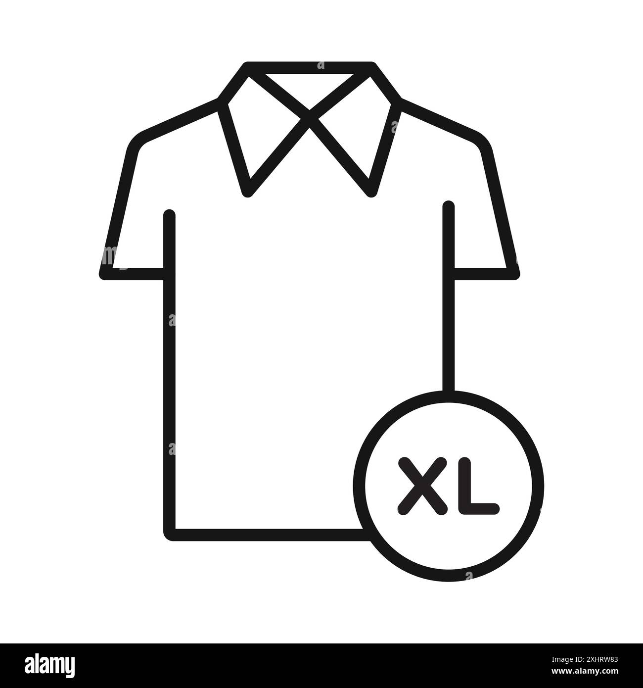 XL Shirt Size Icon Black line art vector in black and white outline set ...
