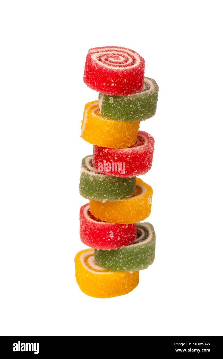Jelly sweet candy roll isolated on a white background. Marmalade candy ...