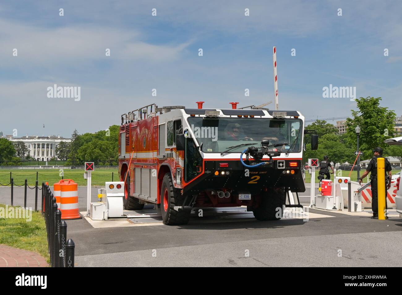 Washington DC, USA - 30 April 2024: Fire engine foam truck driving from ...