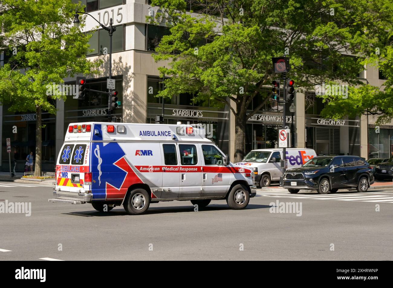 Washington DC, USA - 2 May 2024: Emergency ambulance operated by AMR ...