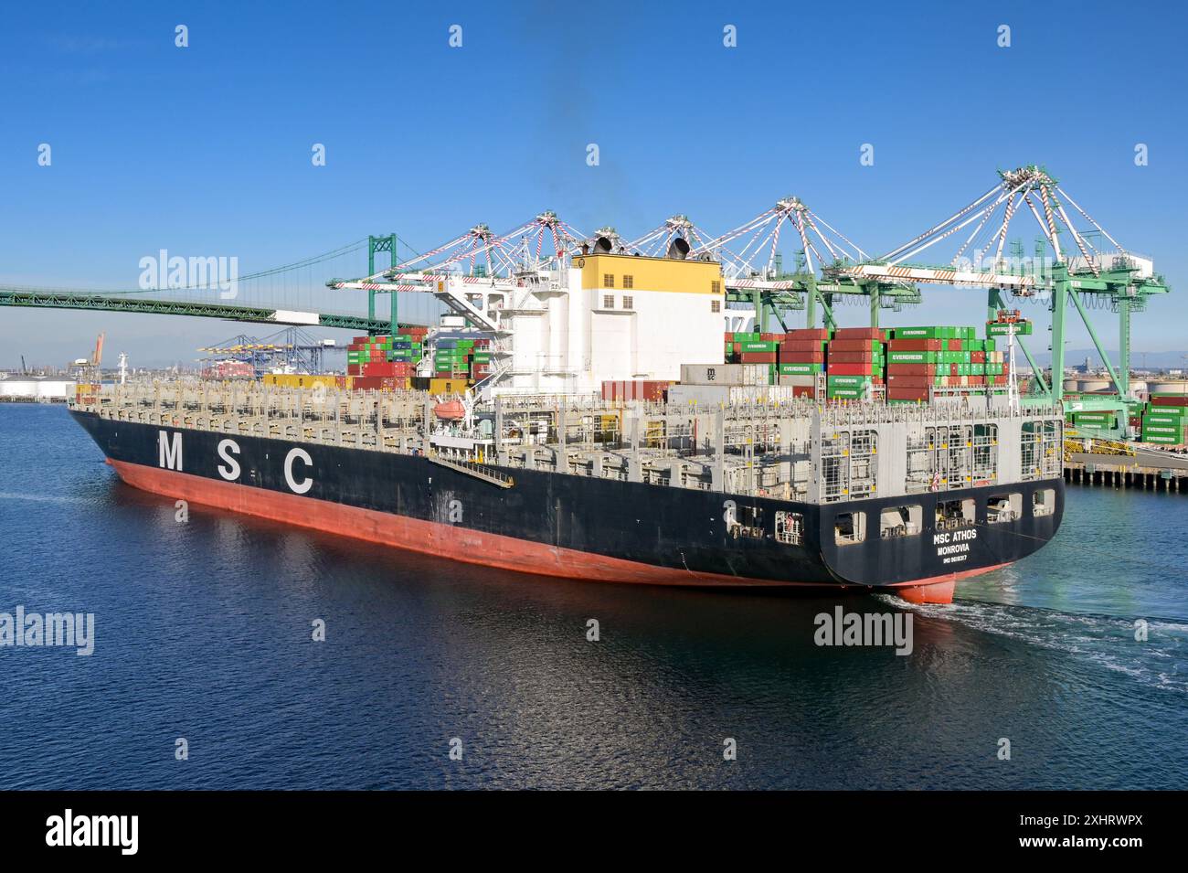 Los Angeles, California, USA - 12 January 2024: Empty container ship ...